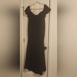 Lagshian | Dresses | Lagshian Long Black Off Shoulder Ruffle Sleeve ...